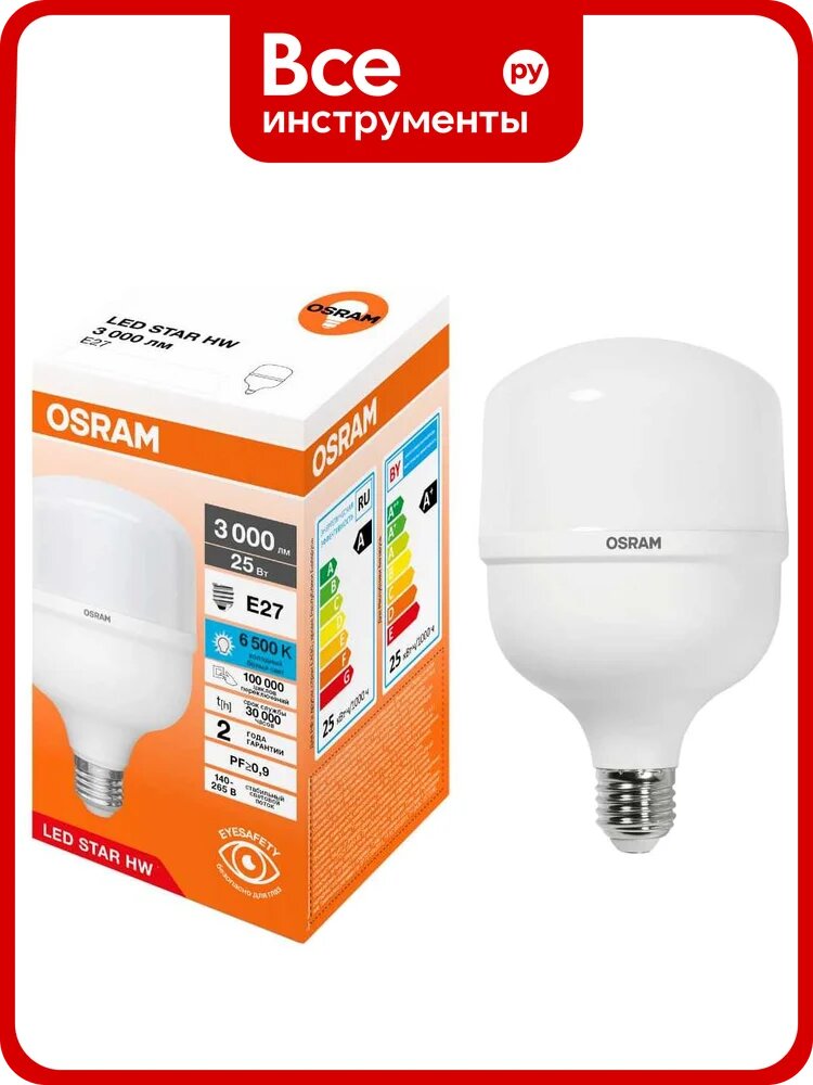 Высокомощная светодиодная лампа Osram LED STARHW 25W/865 230V E27 12x1 RU 4099854121050