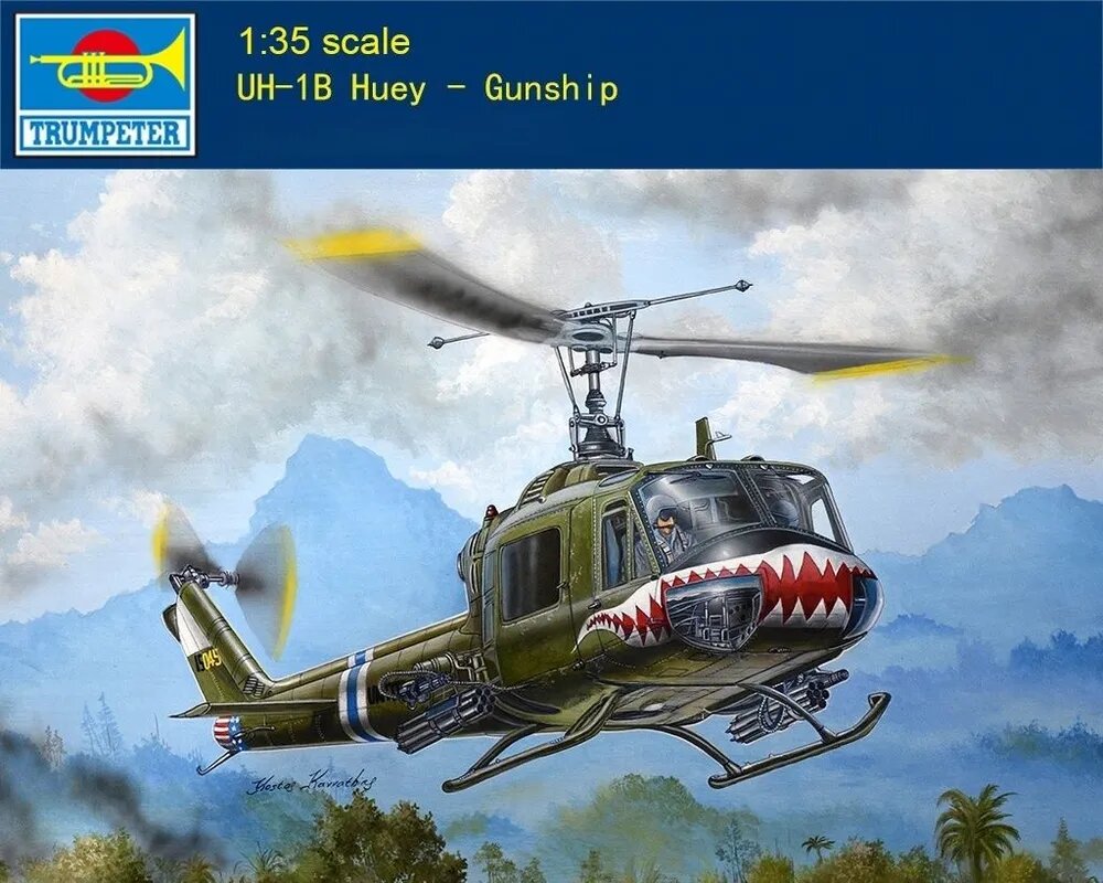 1/35 Масштаб UH-1B Huey - Gunship Военная сборка Модель комплекта