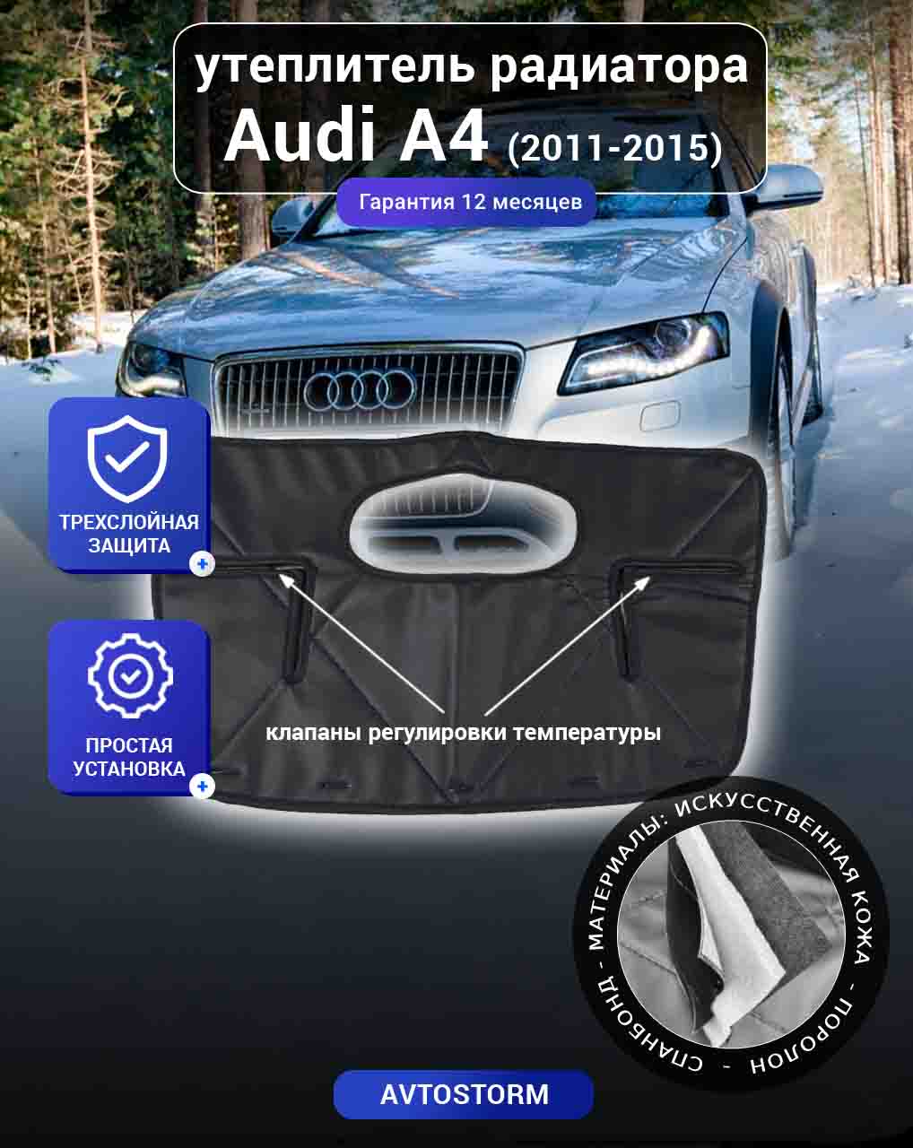 Утеплитель радиатора для автомобиля Ауди Audi A4 (2011-2015)