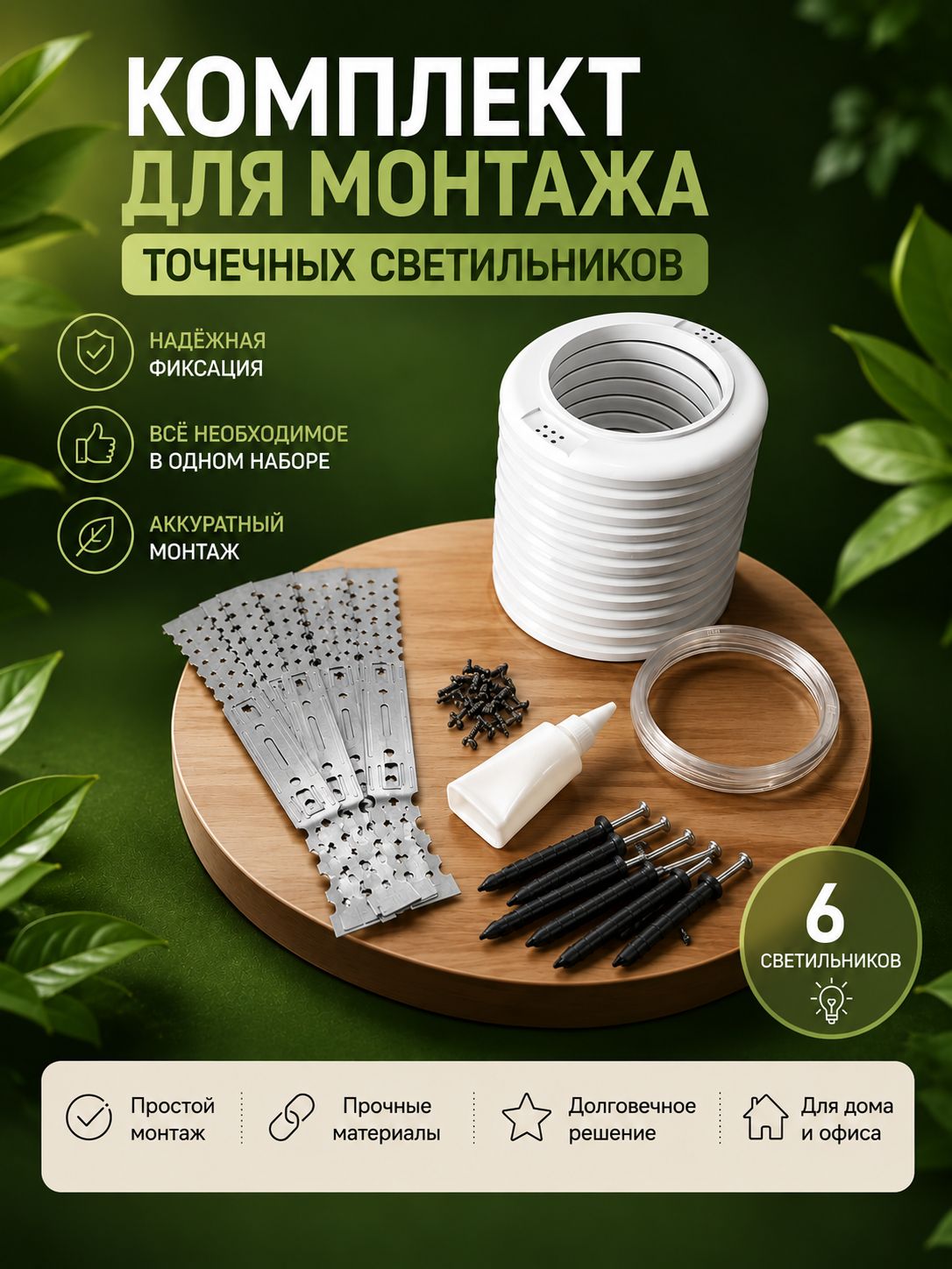 Комплект для монтажа светильников на натяжном потолке GX53 (6 штук)