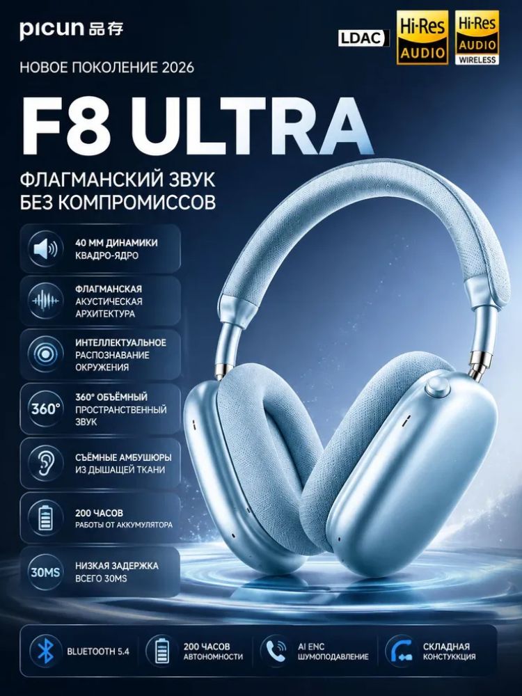 Picun F8 ultra Беспроводная гарнитура, Bluetooth-гарнитура с функцией шумоподавления