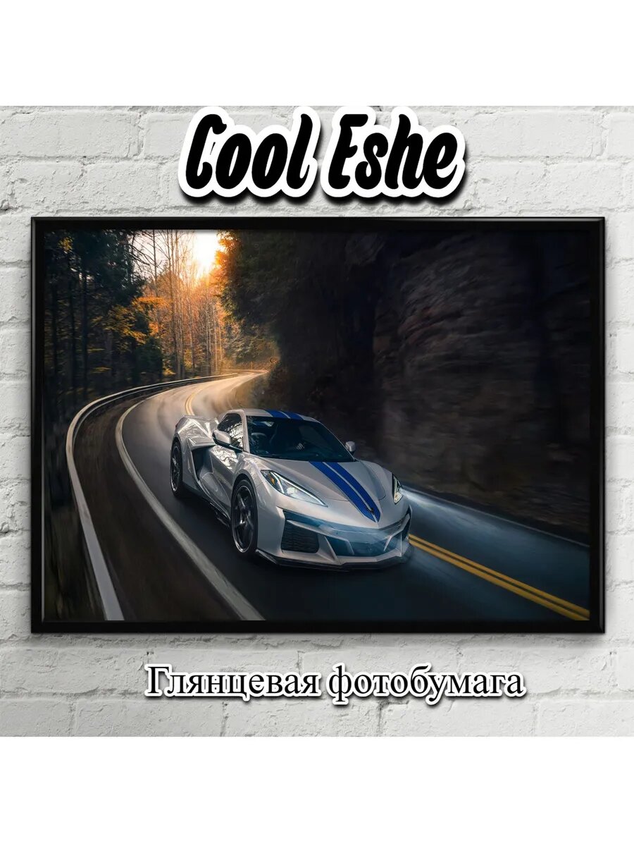 Плакат "chevrolet corvette e-ray на трассе в горах" А3