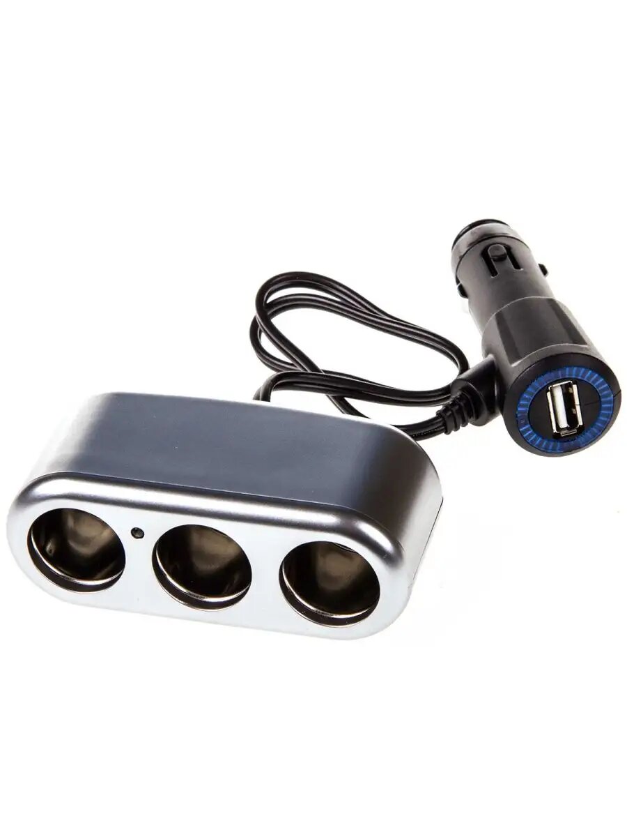 Прикуриватель 3 гнезда 12 В USB 1 А, S02301013SL, 1 шт