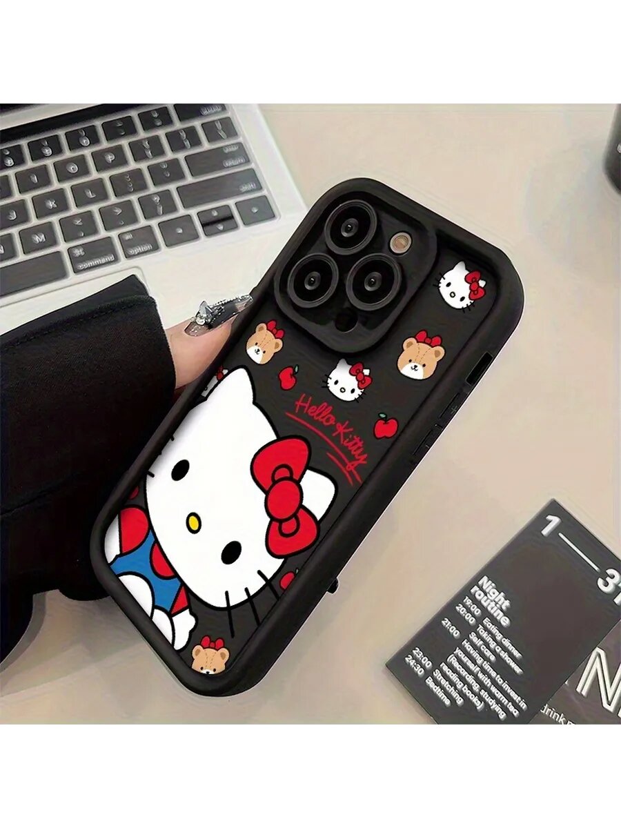 Чехол на IPHONE 13 черный Hello Kitty