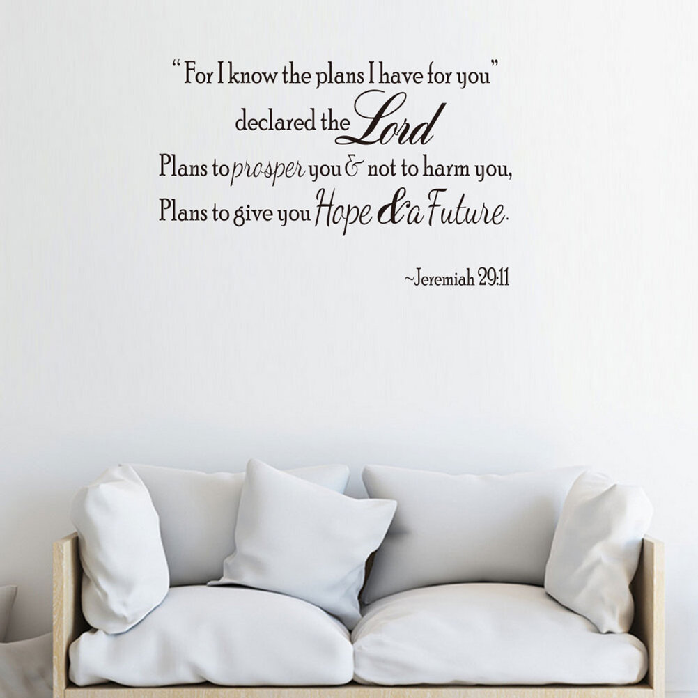 Наклейка Для Стены I Know the Plans Jeremiah 29:11 Удаляемая Декоративная Цитата Черного Цвета