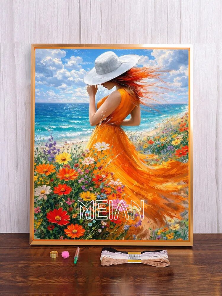 MEIAN Набор для вышивания,30x40CM,14CT,40 цветов