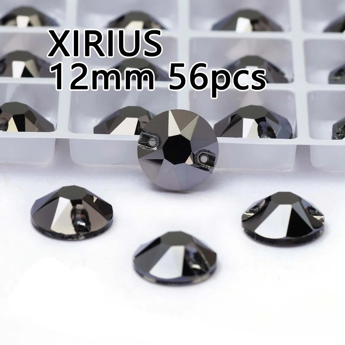 Стеклянные стразы XIRIUS 12mm, серые, 56шт