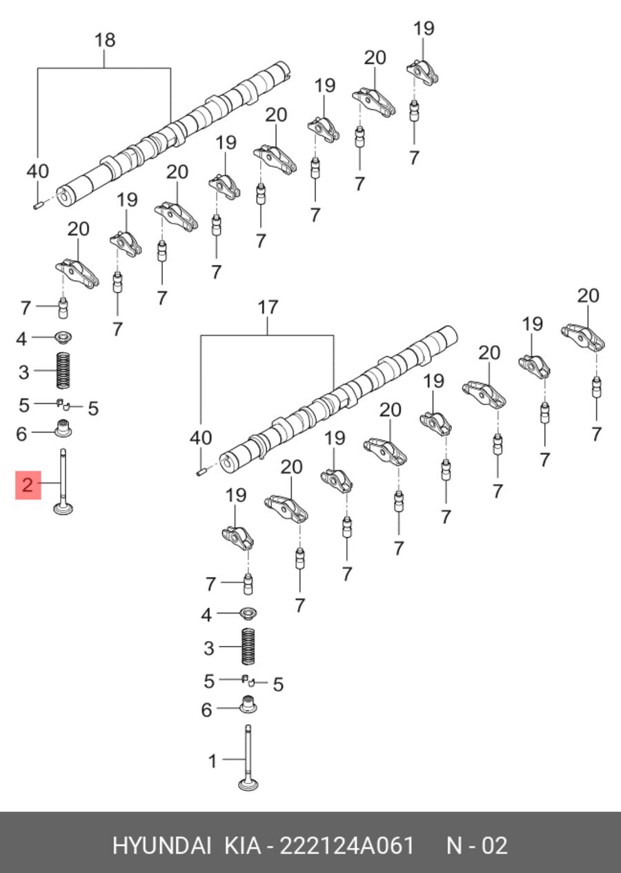 Выпускной клапан двигателя org (Hyundai/Kia 222124A061)