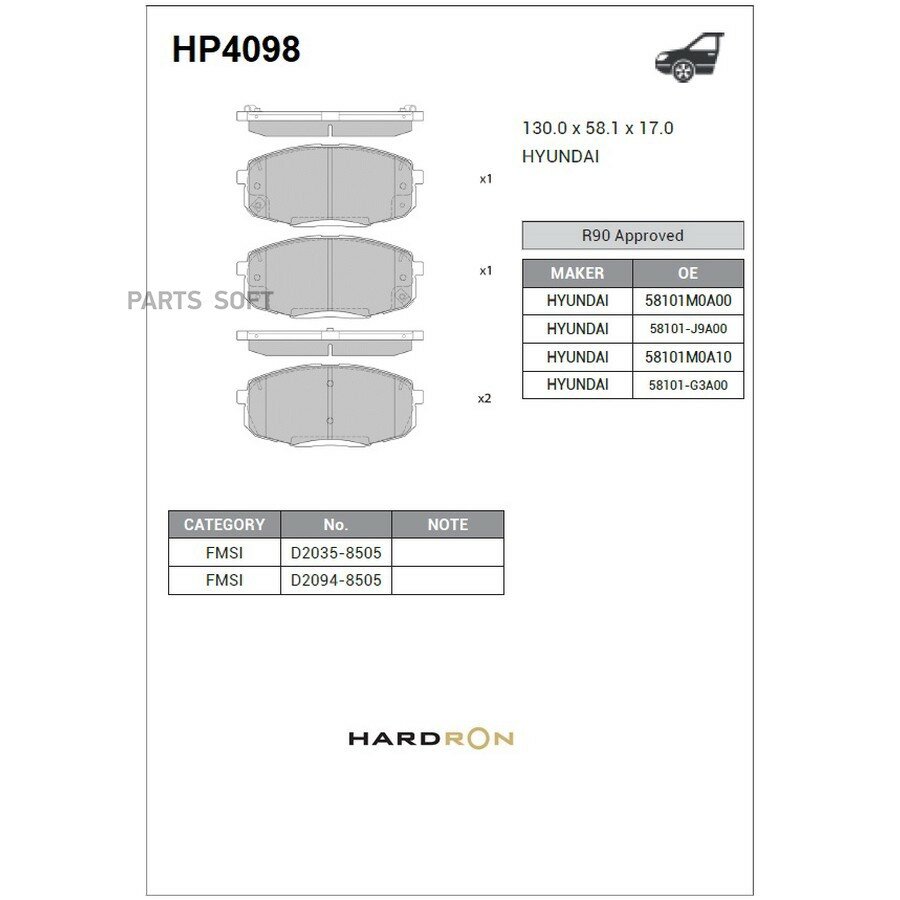 SANGSIN BRAKE HP4098 Колодки передние HARDRON