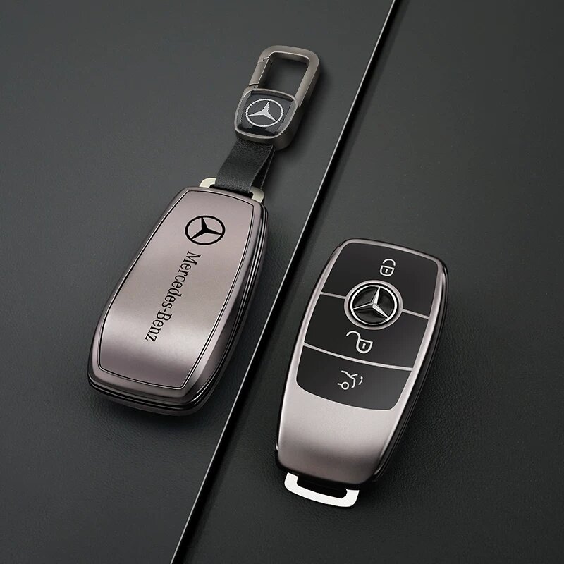 Чехол для ключей Mercedes Model B, цвет оружейный с квадратным зажимом для надежного хранения автомобильных ключей