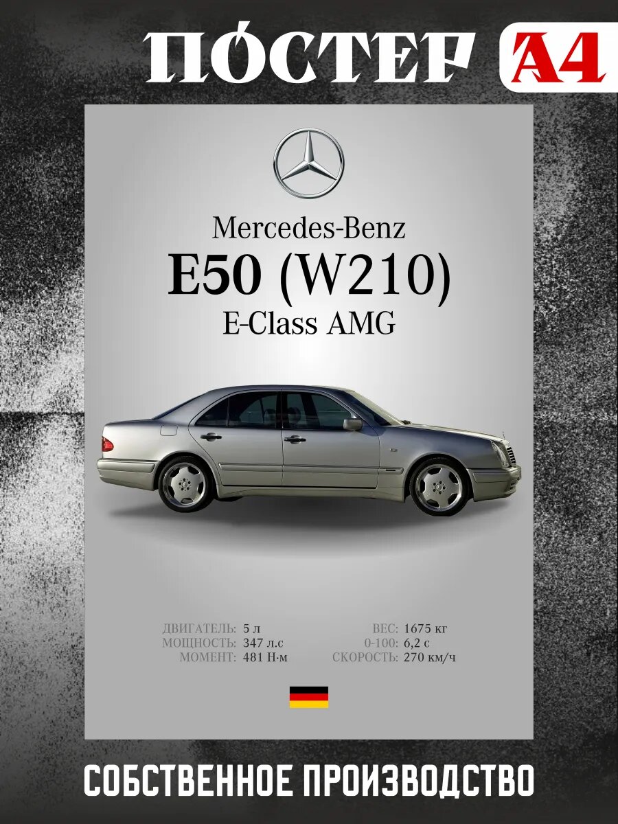 Постер на стену А4 Mercedes-Benz E50 W210 E-Class AMG