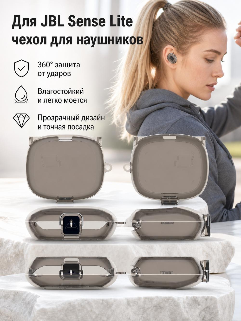Чехол для наушников для JBL Sense Lite, прозрачный, из термопластичного полиуретана