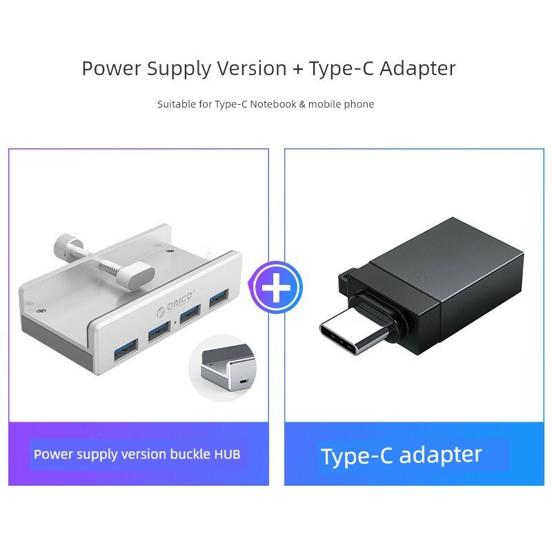 ORICO 1,5 м серебристый питаемый USB 3.0 хаб с 4 портами и адаптером Type-C