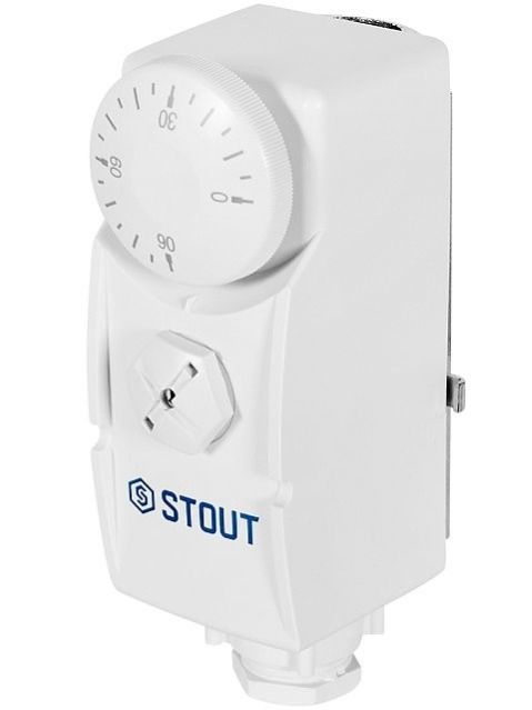 Термостат накладной механический STOUT с пружинным фиксатором 0-90С