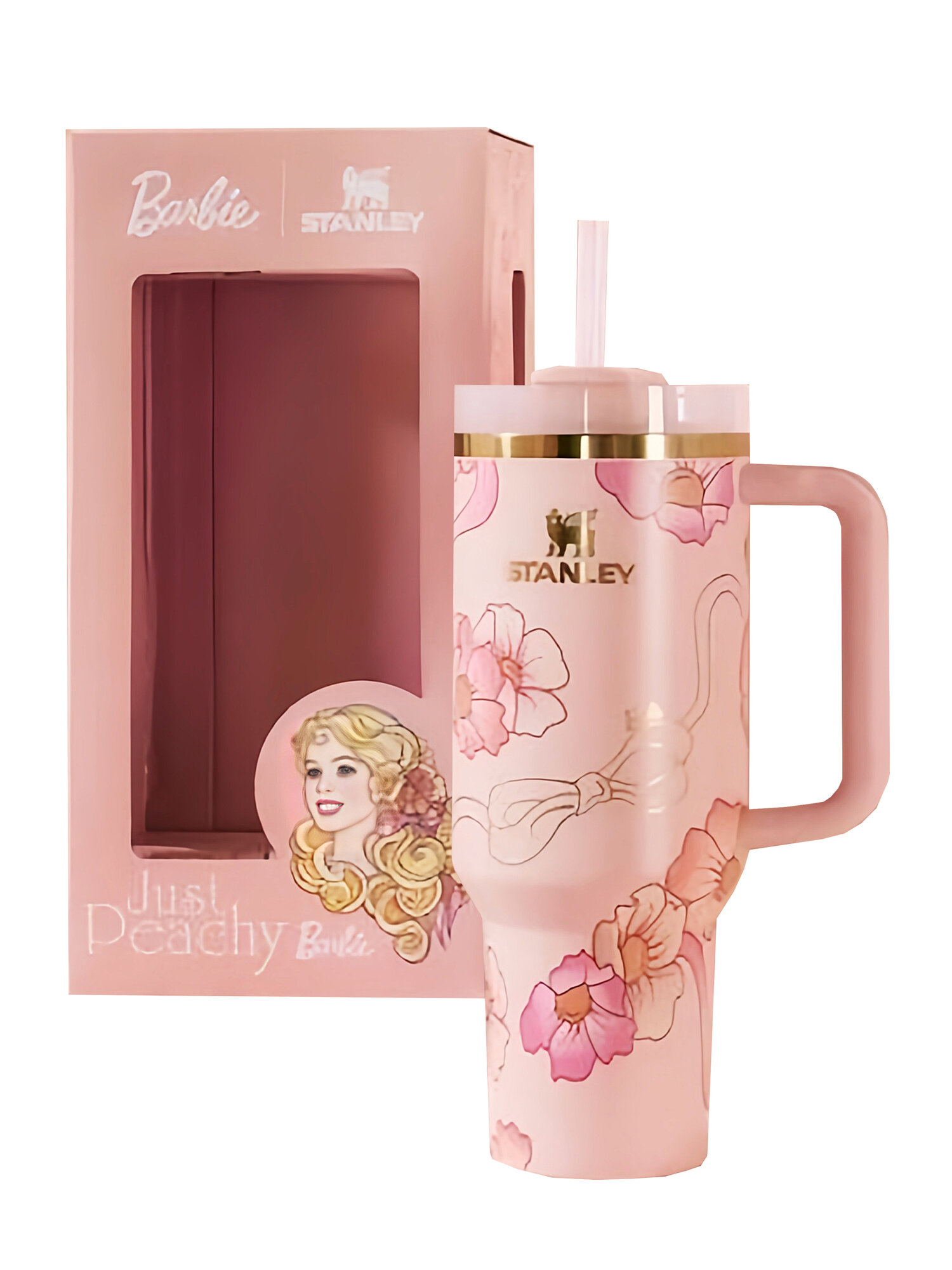 Термокружка Barbie™ x Stanley Icon Quencher 1.18 л (40 oz), с трубочкой, ’80s Peaches ’N Cream