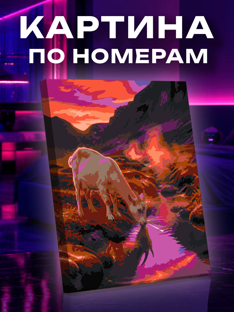 Картина по номерам Малиновый закат у ручья