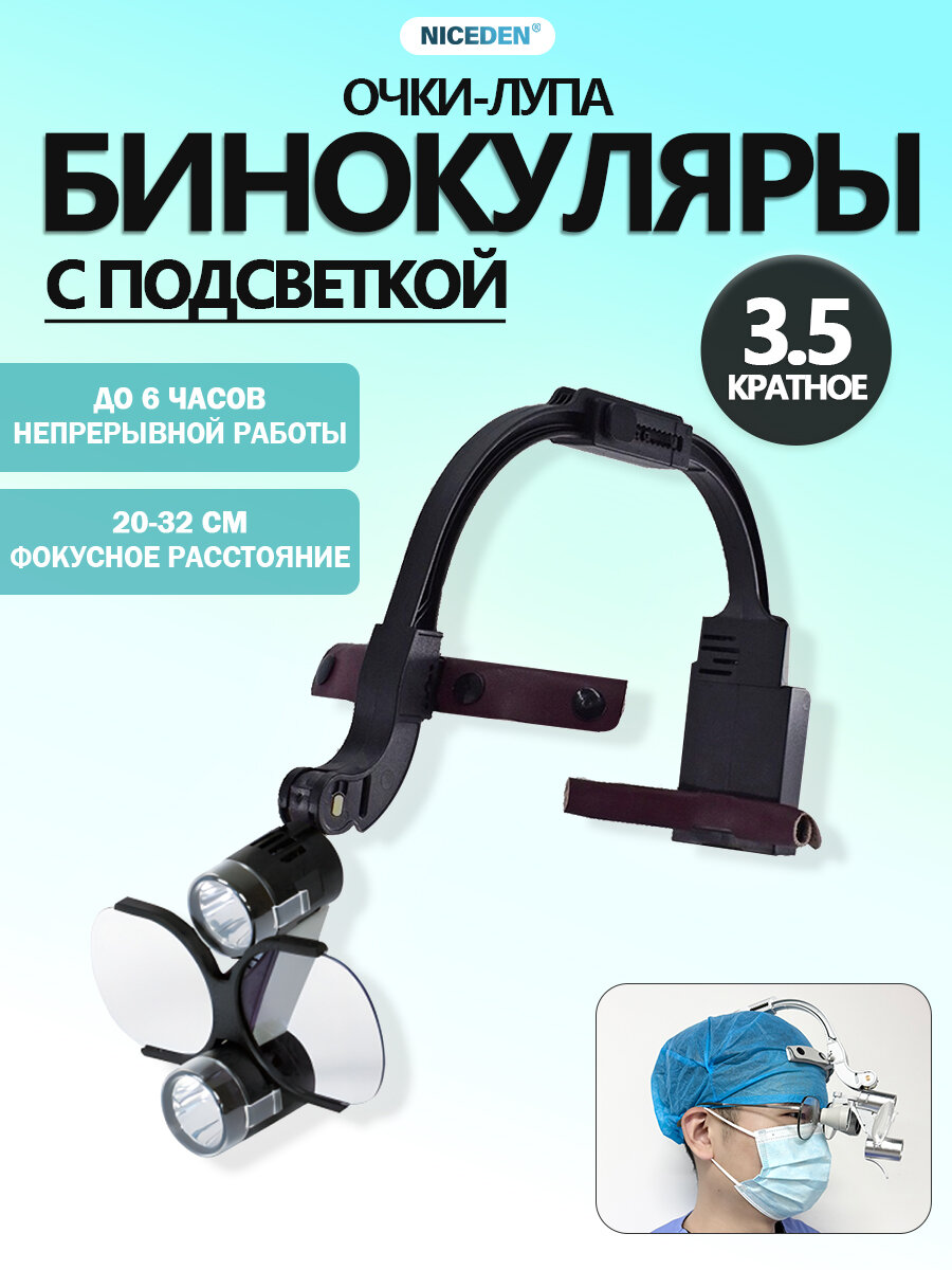 Стоматологические бинокулярные лупы 3.5x с LED-подсветкой Хирургические инструменты