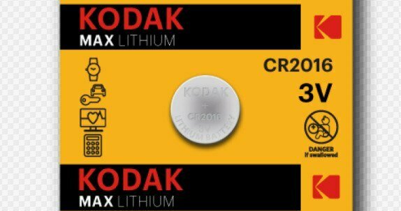 Батарейка Kodak CR2016-5BL для брелока сигнализации, обеспечивает питание.