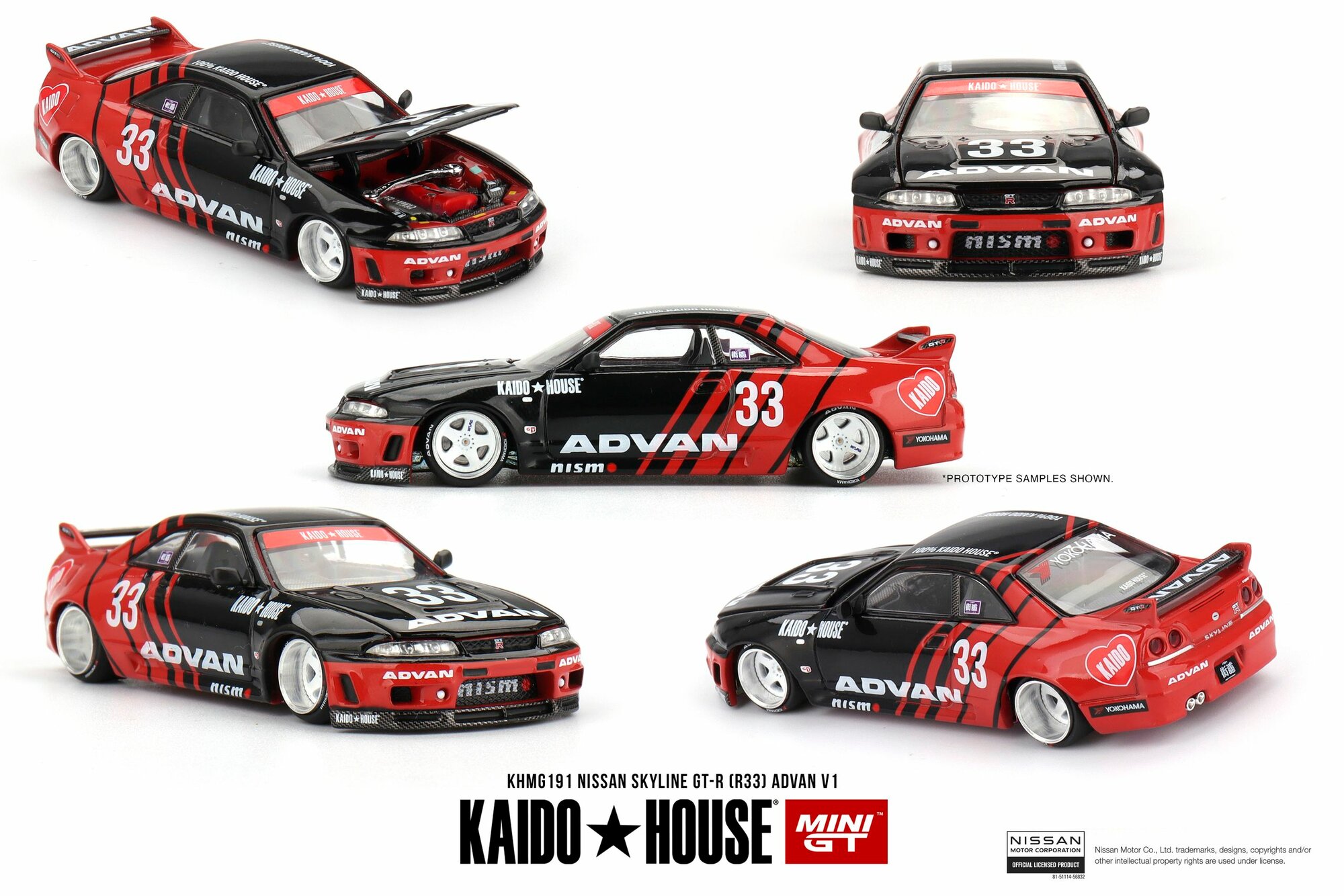 Коллекционная машинка Kaido House x MINI GT 1:64 Nissan Skyline GT-R (R33) Kaido Works ADVAN