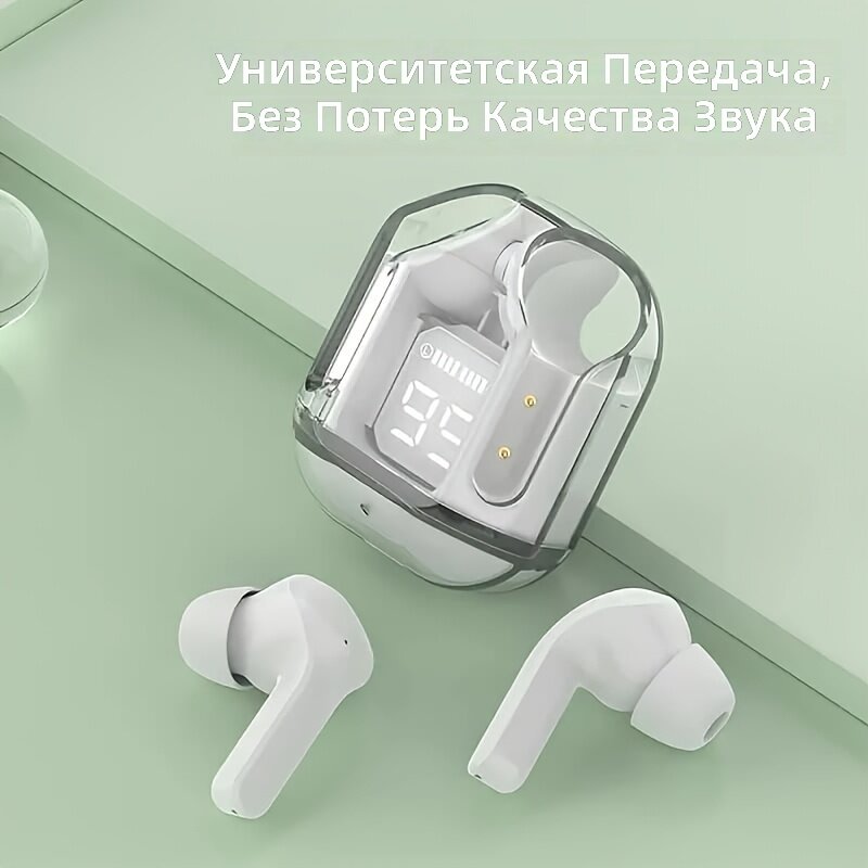 Беспроводные наушники TWS AIR3 Hi-Fi стерео, внутриканальные спортивные с зарядным футляром и LED дисплеем, шумоподавление при звонках, белые (Sports Edition)