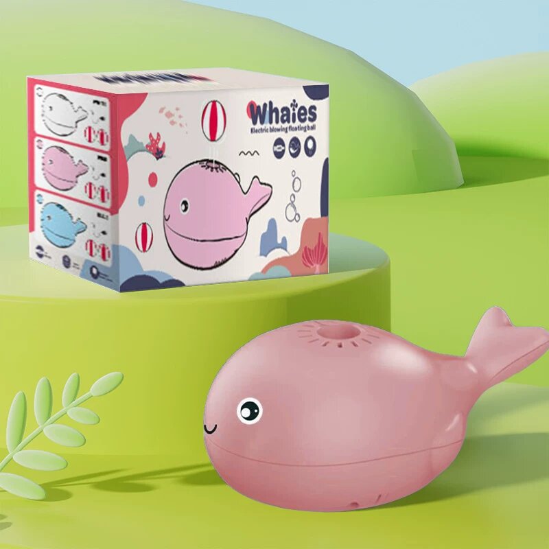 Перезаряжаемая игрушка-кит розового цвета для младенцев 0-3 лет с USB-кабелем и 2 шариками