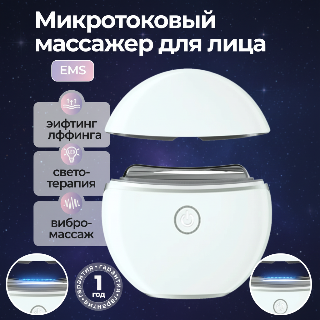 Массажер для лица Yamaguchi Face Lifting EMS, светотерапия, лифтинг, белый