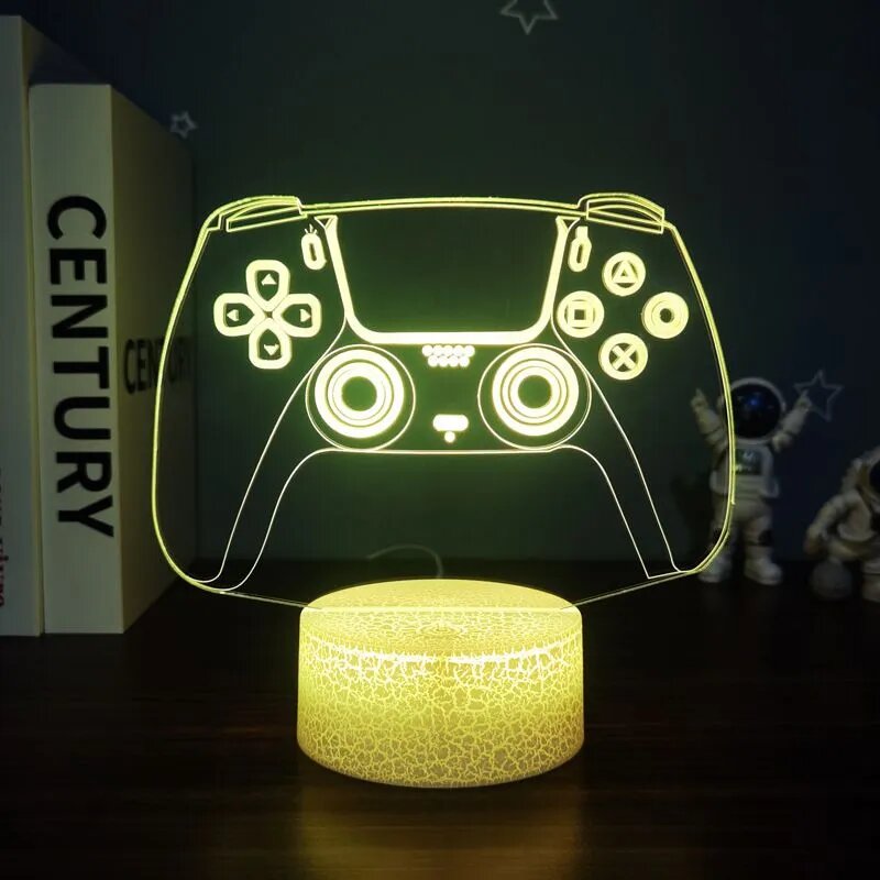 3D лампа в виде игрового контроллера, светильник для гейминга с объемным эффектом, ночник для игровой комнаты