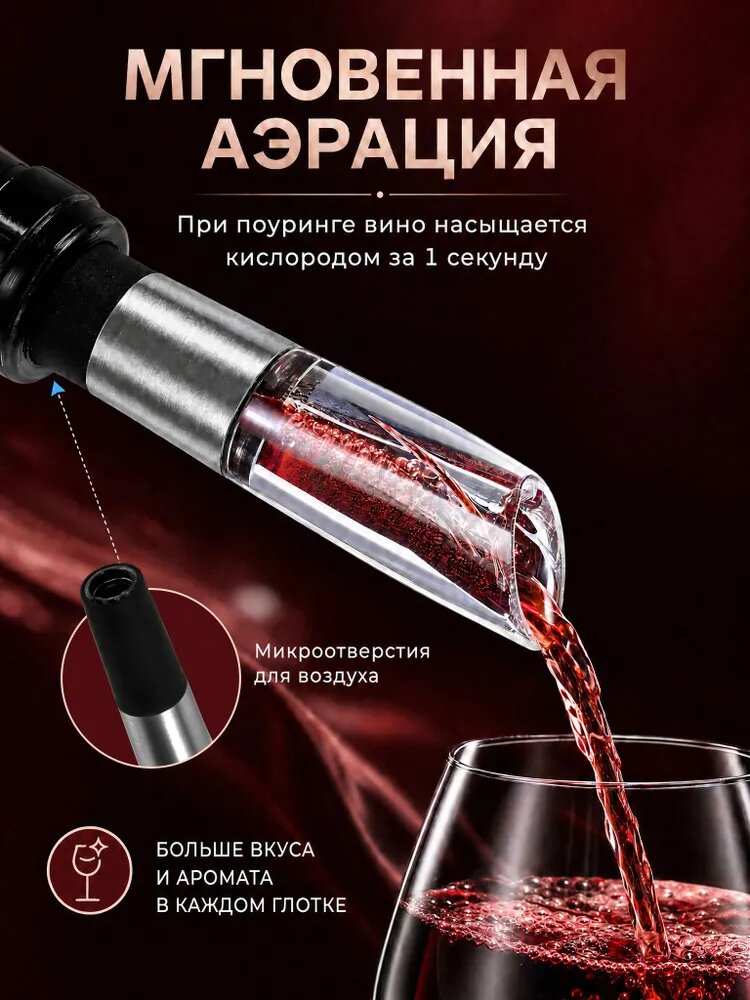 Аэратор для вина, насадка-диспенсер на бутылку для мгновенной аэрации и розлива