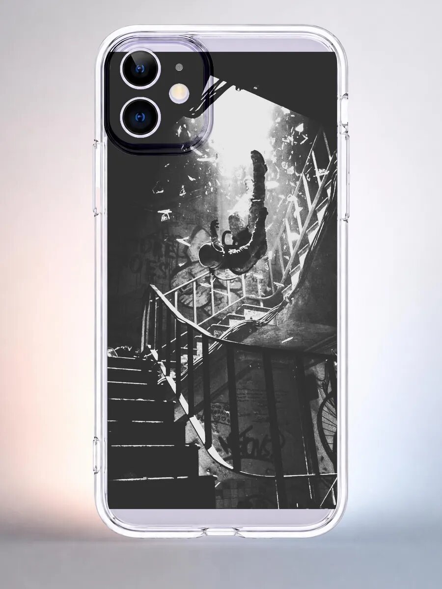 Чехол iPhone 11 скейт трюк на лестнице силиконовый