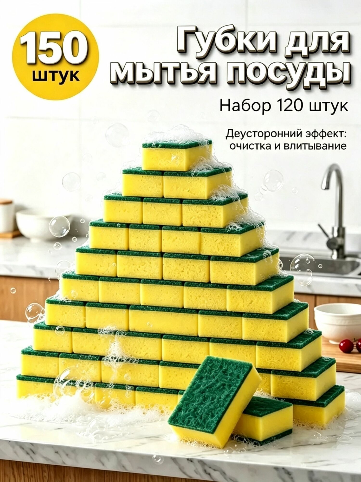 Губка, полиэстер fr, 150 шт.