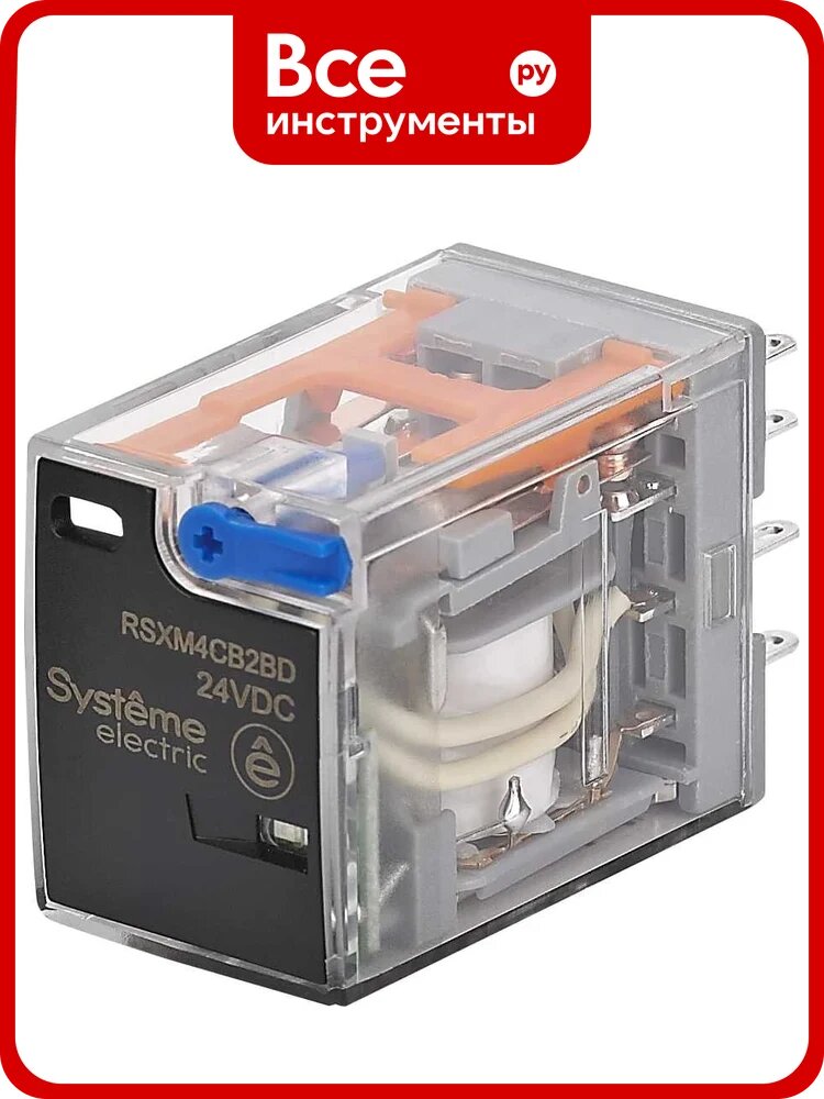 Реле Systeme Electric SystemeSig, 5 A, 4CO, 24 VDC, тест кнопка, LED RSXM4CB2BD
