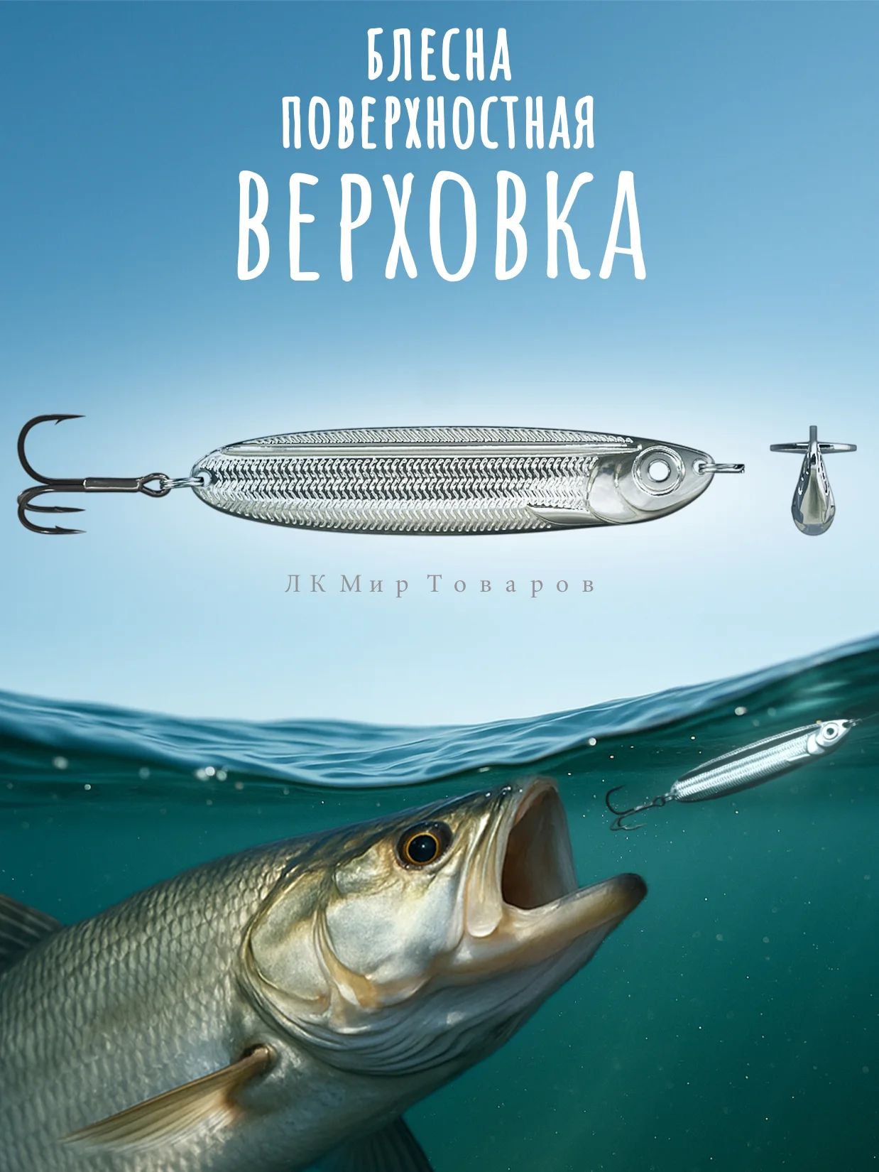 Поверхностная блесна верховка с вращающимся лепестком, металлическая спиннинговая приманка для щуки и окуня