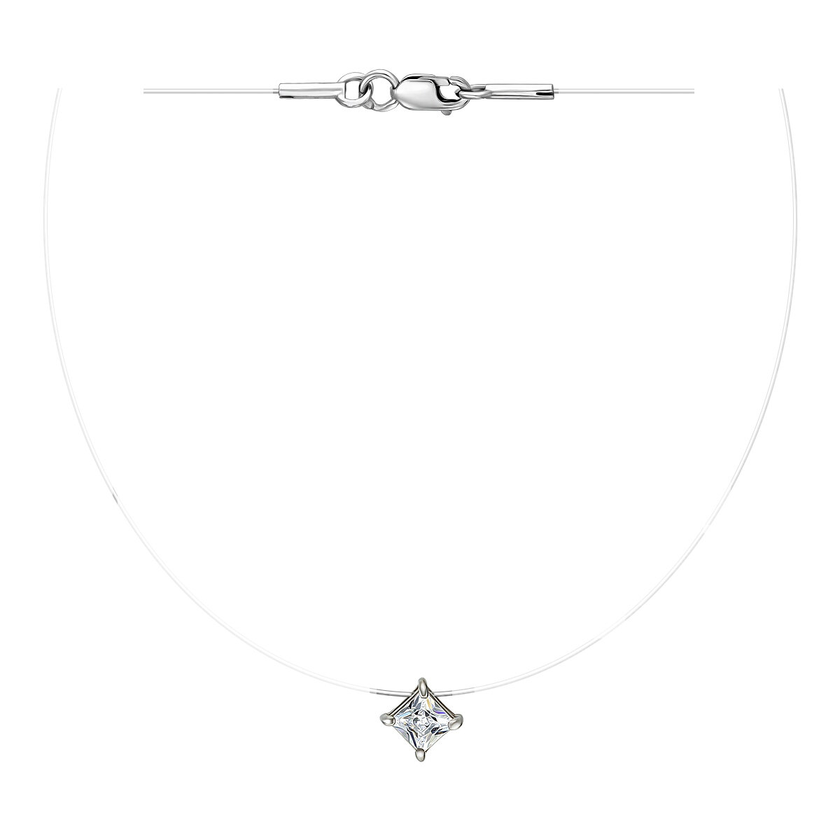 Колье Юверос, серебро, 925 проба, родирование, фианит