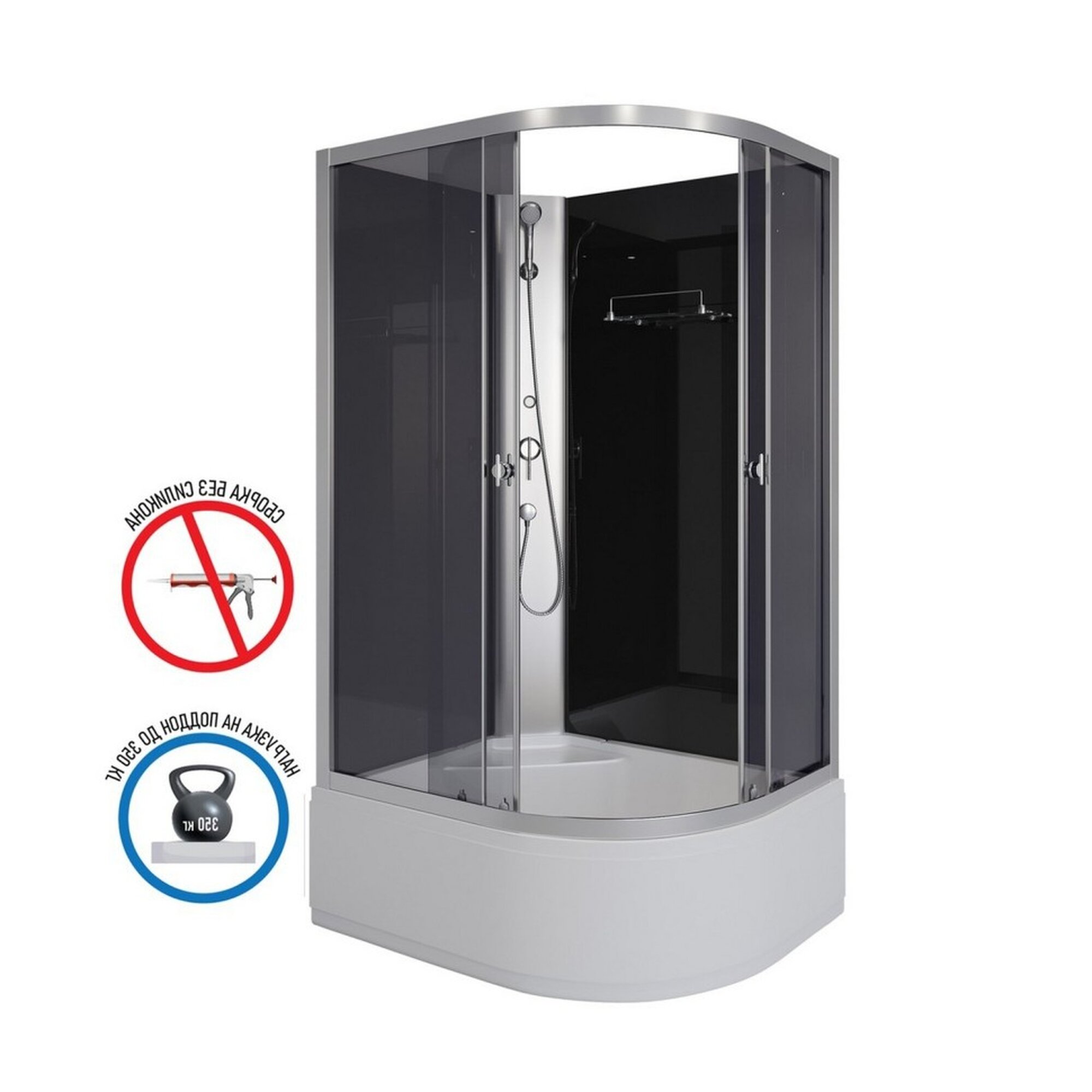 Душевая кабина Niagara Eco E110/80/40L/TN/BK (110х80х195) высокий поддон(40см), стекло черное,4 места
