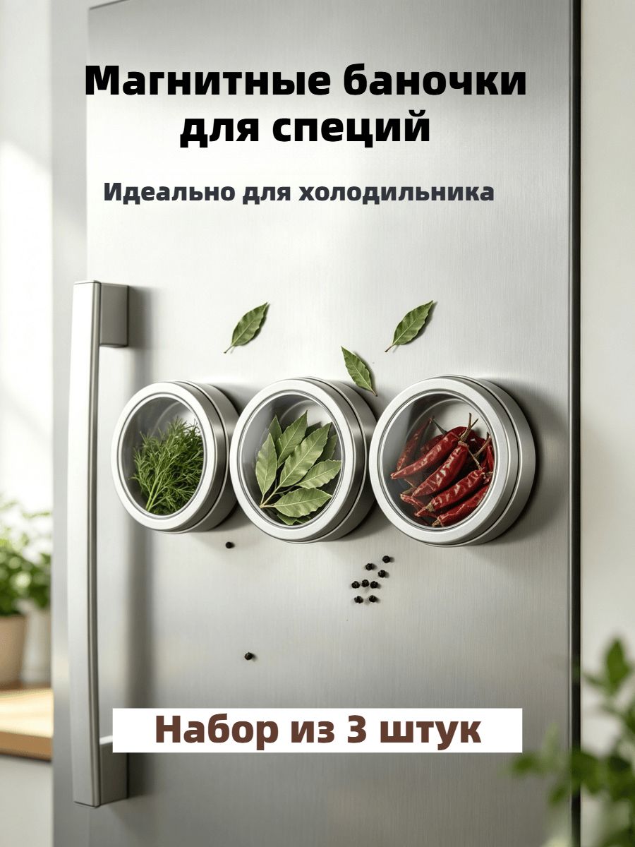 Магнитный контейнер для приправ на холодильник герметичная банка весом 75