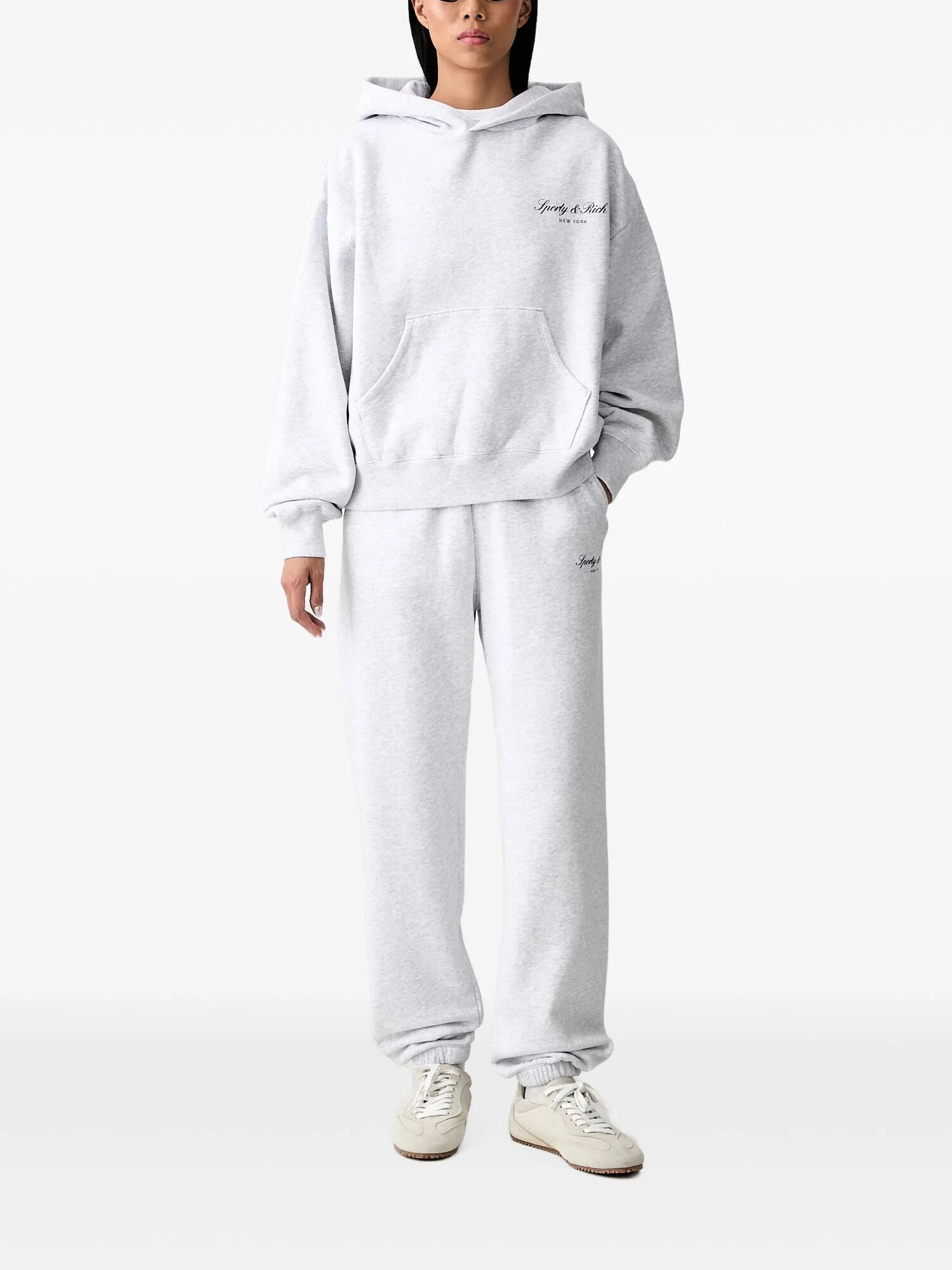 Брюки Sporty & Rich Logo-print drawstring track pants, размер 42, серый — фото 1