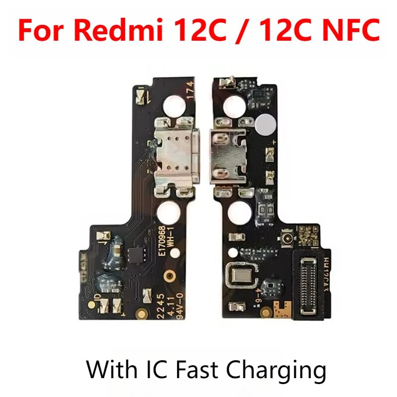 Для Xiaomi Redmi 12C / 12C NFC: USB-порт для зарядки, док-коннектор, плата зарядного устройства, модуль микрофона, гибкий кабель