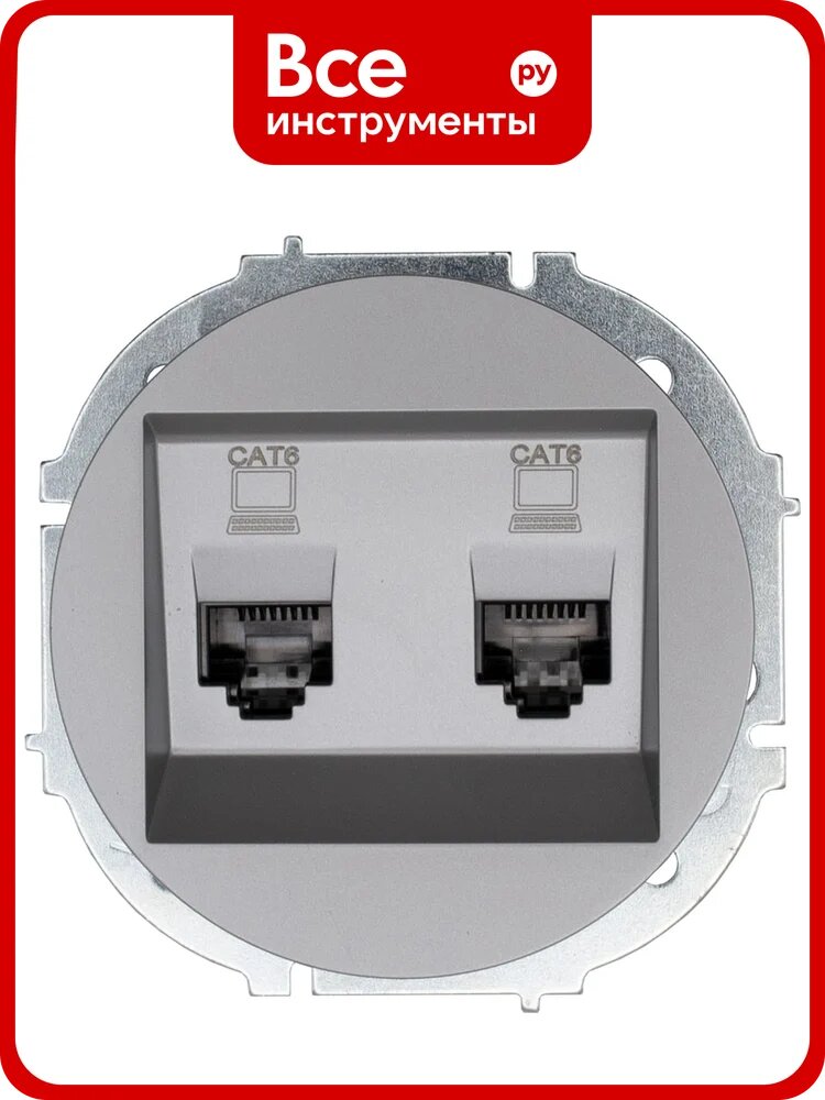 Розетка компьютерная двойная с модулем Cat 6 Lezard OSEN серый матовый 743-7488-142
