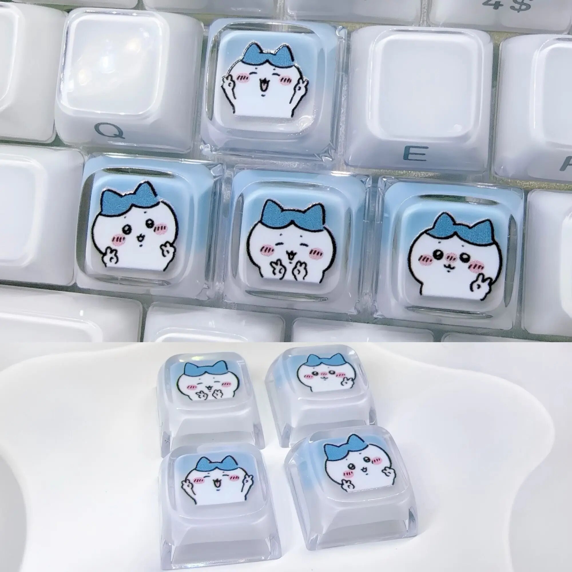 Прозрачные кейкапы Chiikawa Momonga для механической клавиатуры с подсветкой Hachiware Usagi, милые, кавайные, прочные, портативные, подарки