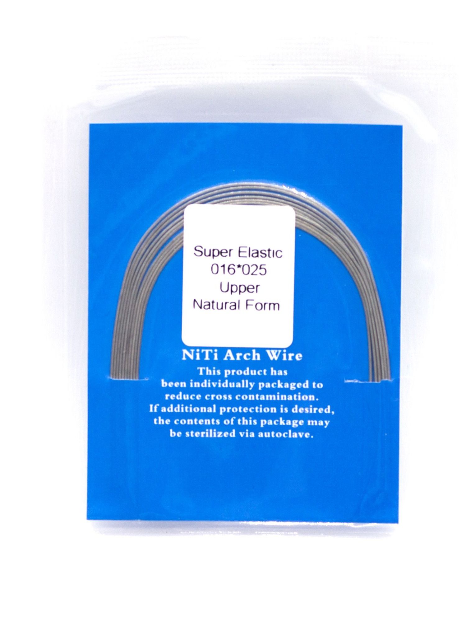 Дуга ортодонтическая NiTi прямоугольная 016x025, верхняя, SuperElastic Natural A-quality, 10 шт