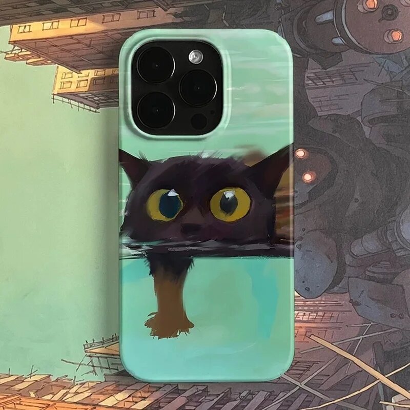 Чехол для телефона Lmmcjj с милым черным котом для iPhone 16e, 17 Air, 16 Plus, 13 iPhone17 Про Макс