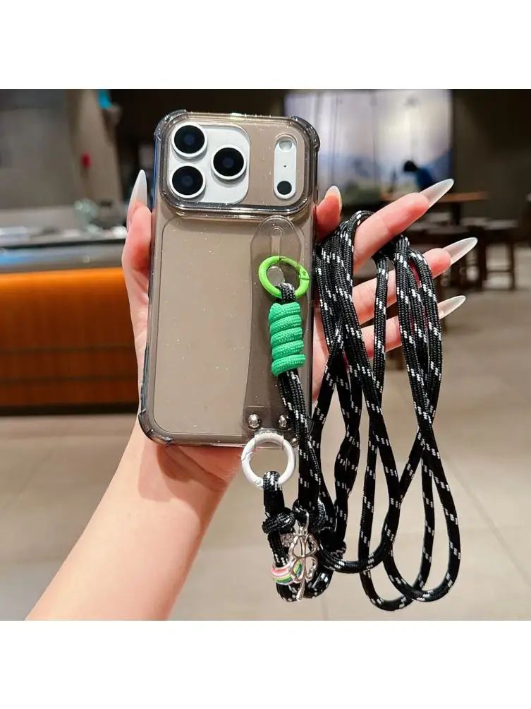 Чехол-сумка KEYSION через плечо с ремешком на запястье, прозрачный, для iPhone 16, 17 Pro Max, Air 16 Plus, 16e, с длинным шнурком, противоударный.