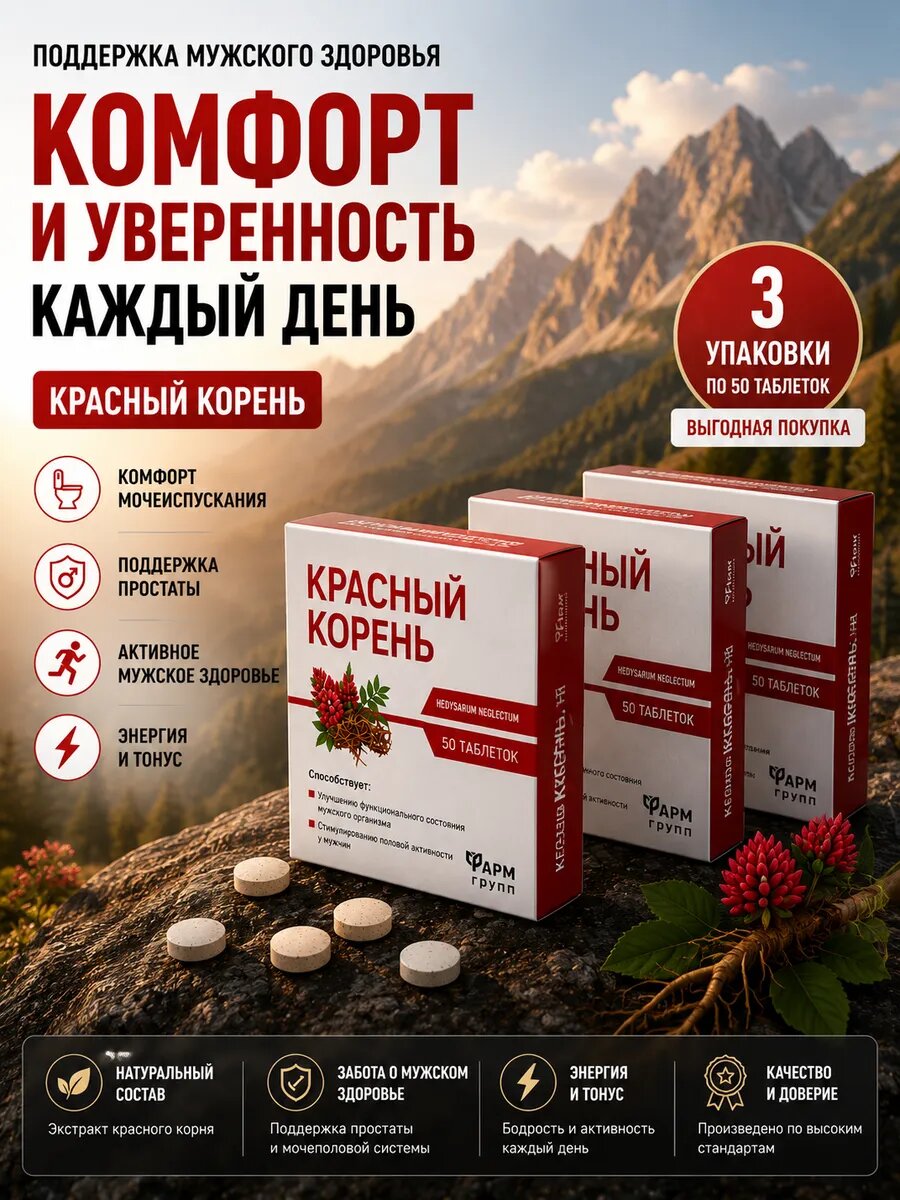 Красный корень для мужчин. Для комплексного лечения простаты и поддержки мочеполовой системы мужчин.