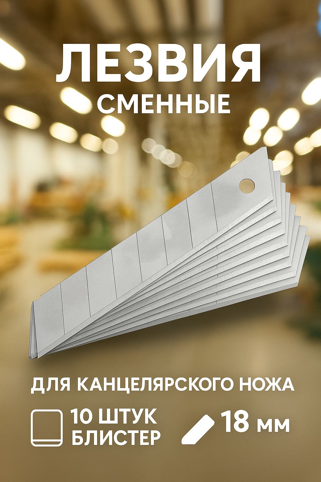 Лезвия для канцелярского ножа 18мм 10шт Stekker CBK-18 50192