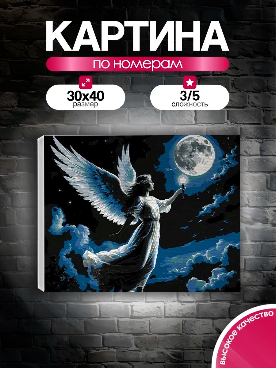 Картина по номерам 30x40 Ангел ночного сияния