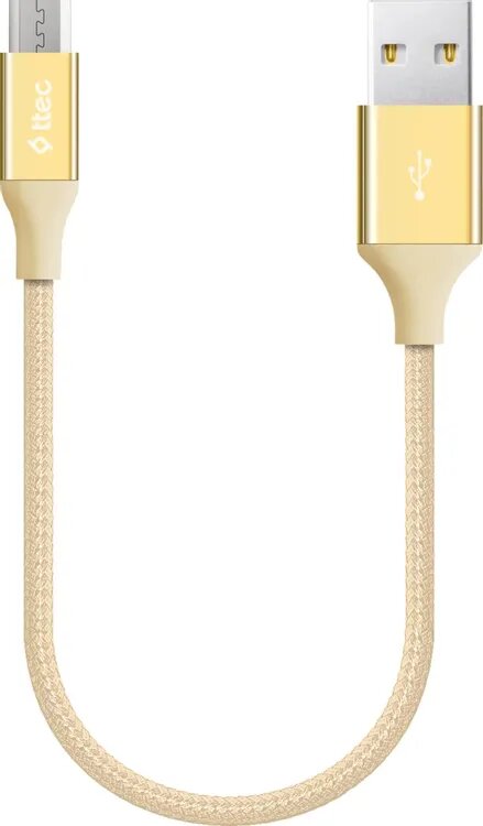 Кабель TTEC 2DK25A, micro USB (m) - USB (m), 0.3м, 2.4A, золотистый