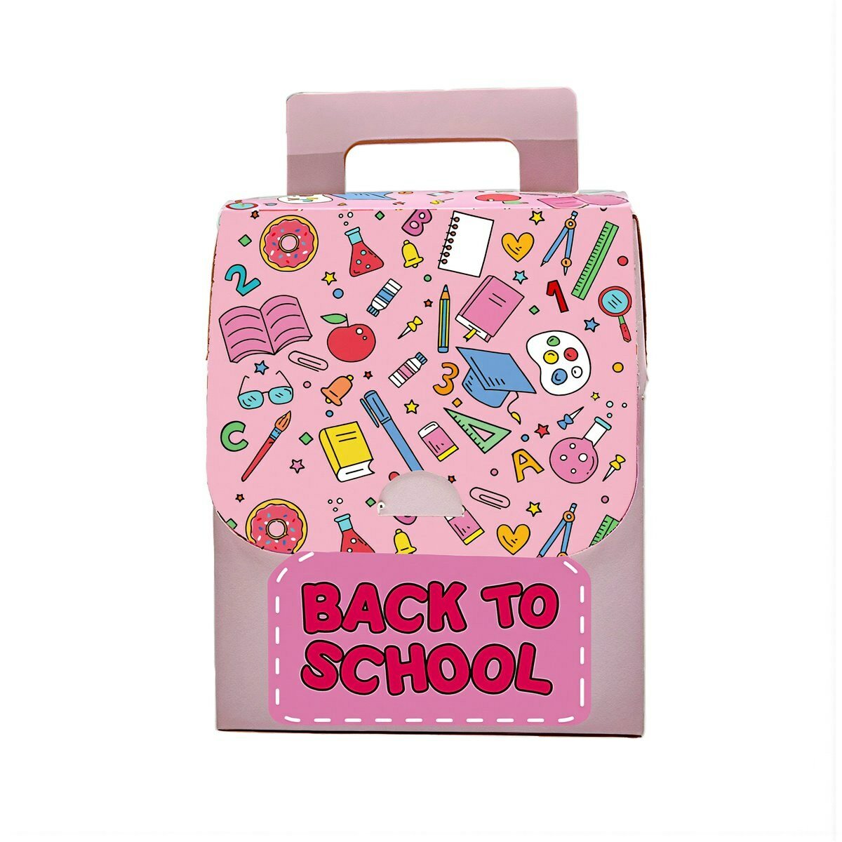 Упаковочная коробка размер 747 для конфет с принтом Back to School ручная из бумаги для праздничных школьных мероприятий раздача сувениров детям