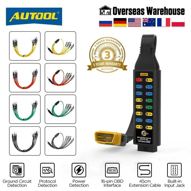 AUTOOL OBD2 автомобильный диагностический детектор протокола, тестер разрыва коробки, OBDII диагностический сканер, инструмент, помощник, тестова