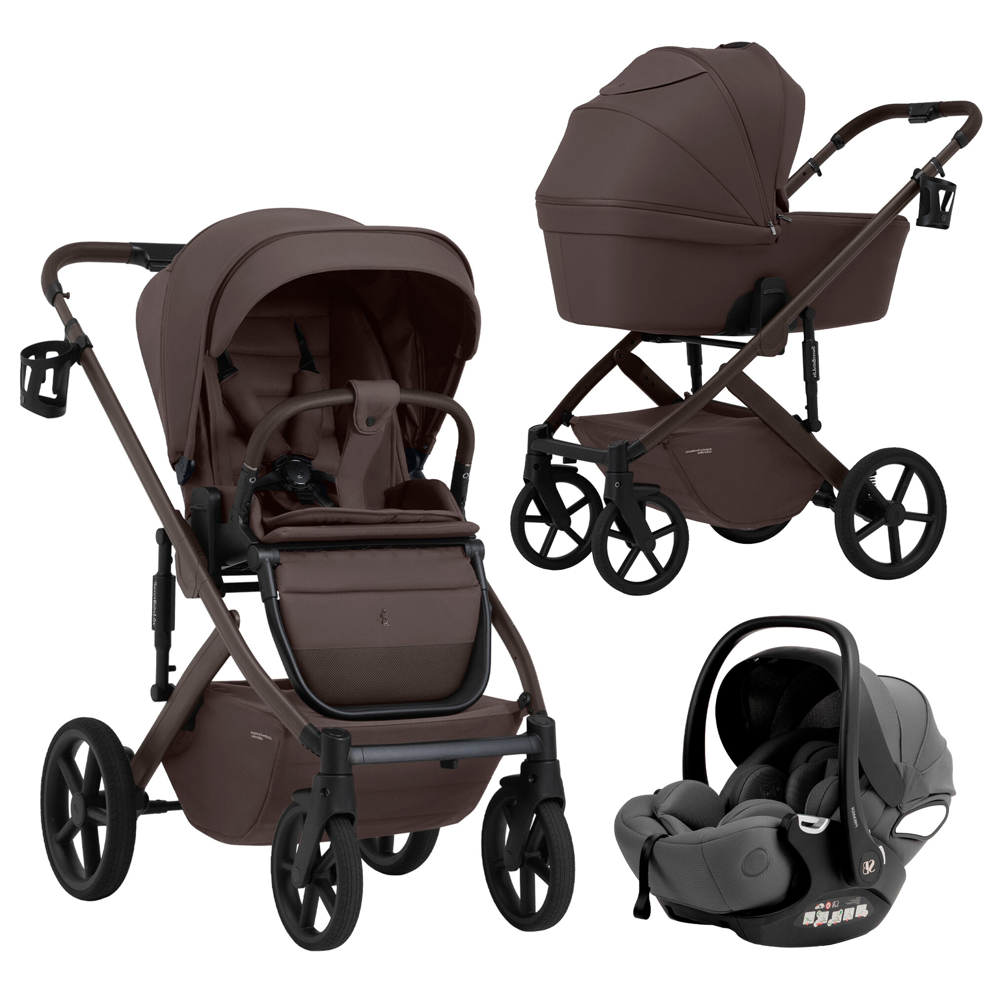 Детская коляска 3в1 Sweet Baby Dolce + Premier, цвет Chocolate Brown SBL (Шоколадный)