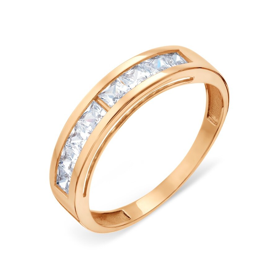 Кольцо 585GOLD, красное золото, 375 проба, оксидирование, фианит